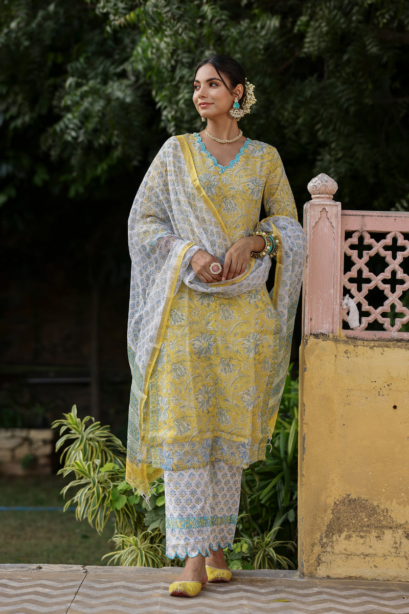 "Zuri" Kota Doriya Suit Set with dupatta(3pc) - XXL – The Ethnic Label