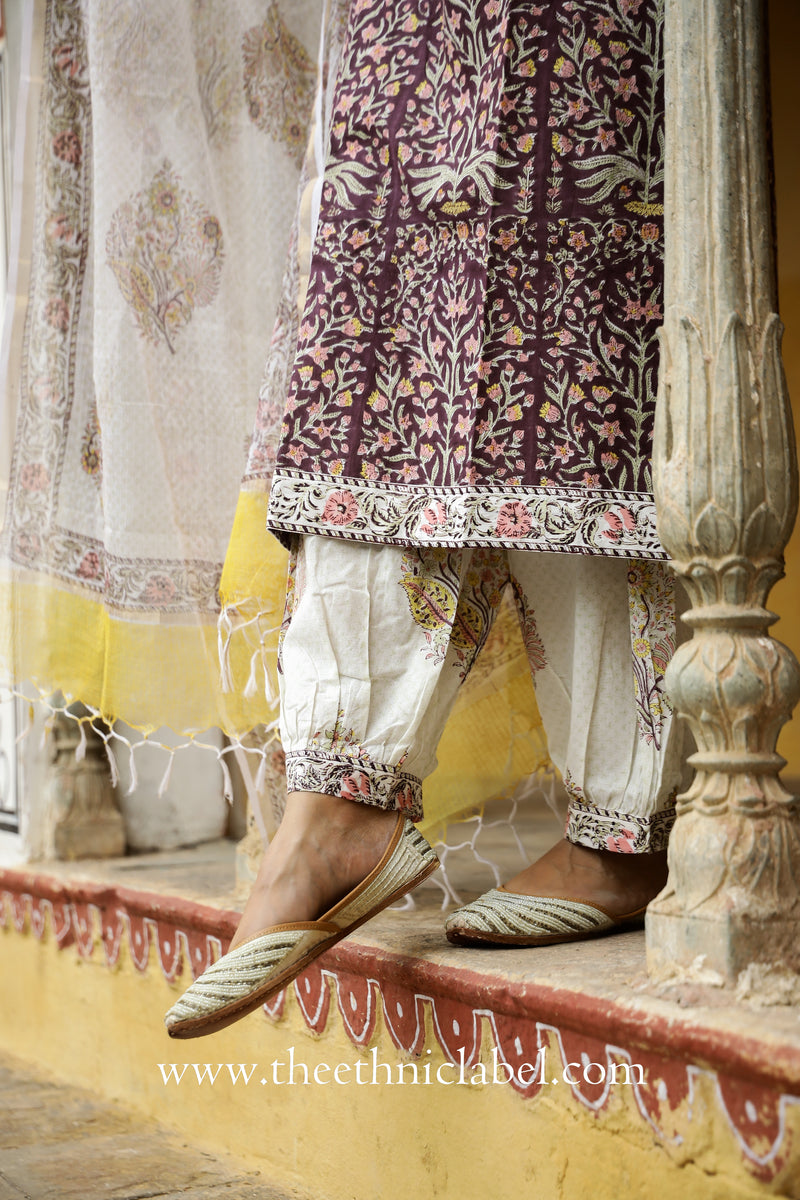"Gul" Cotton Kurta Set with Afghan Pants and Kota Dupatta- 3pc – The ...