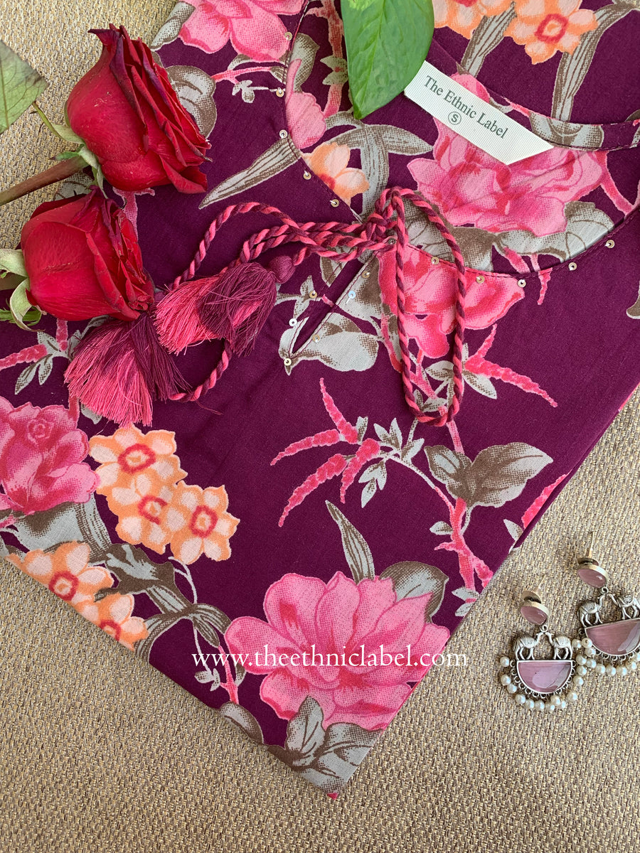 "Veeha" Floral Cotton kurta – The Ethnic Label
