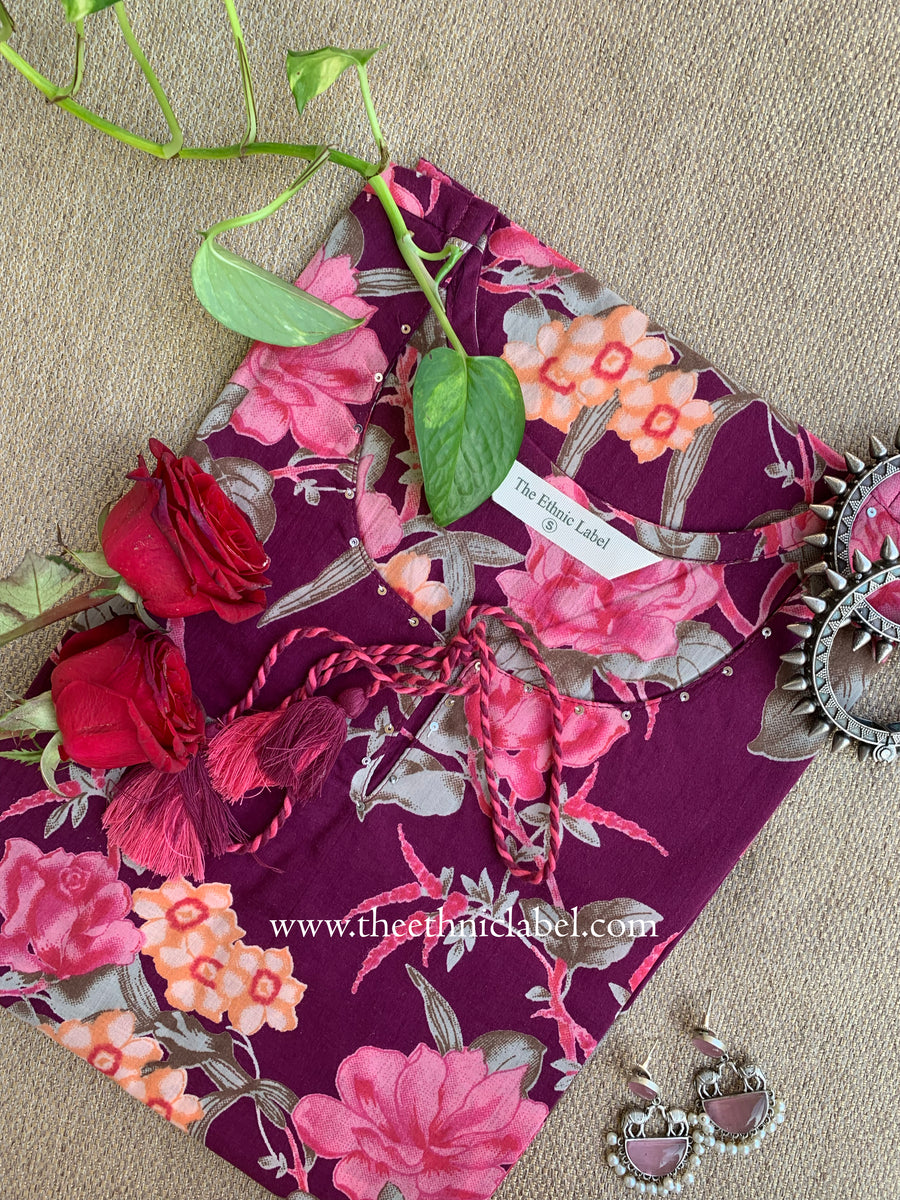 "Veeha" Floral Cotton kurta – The Ethnic Label