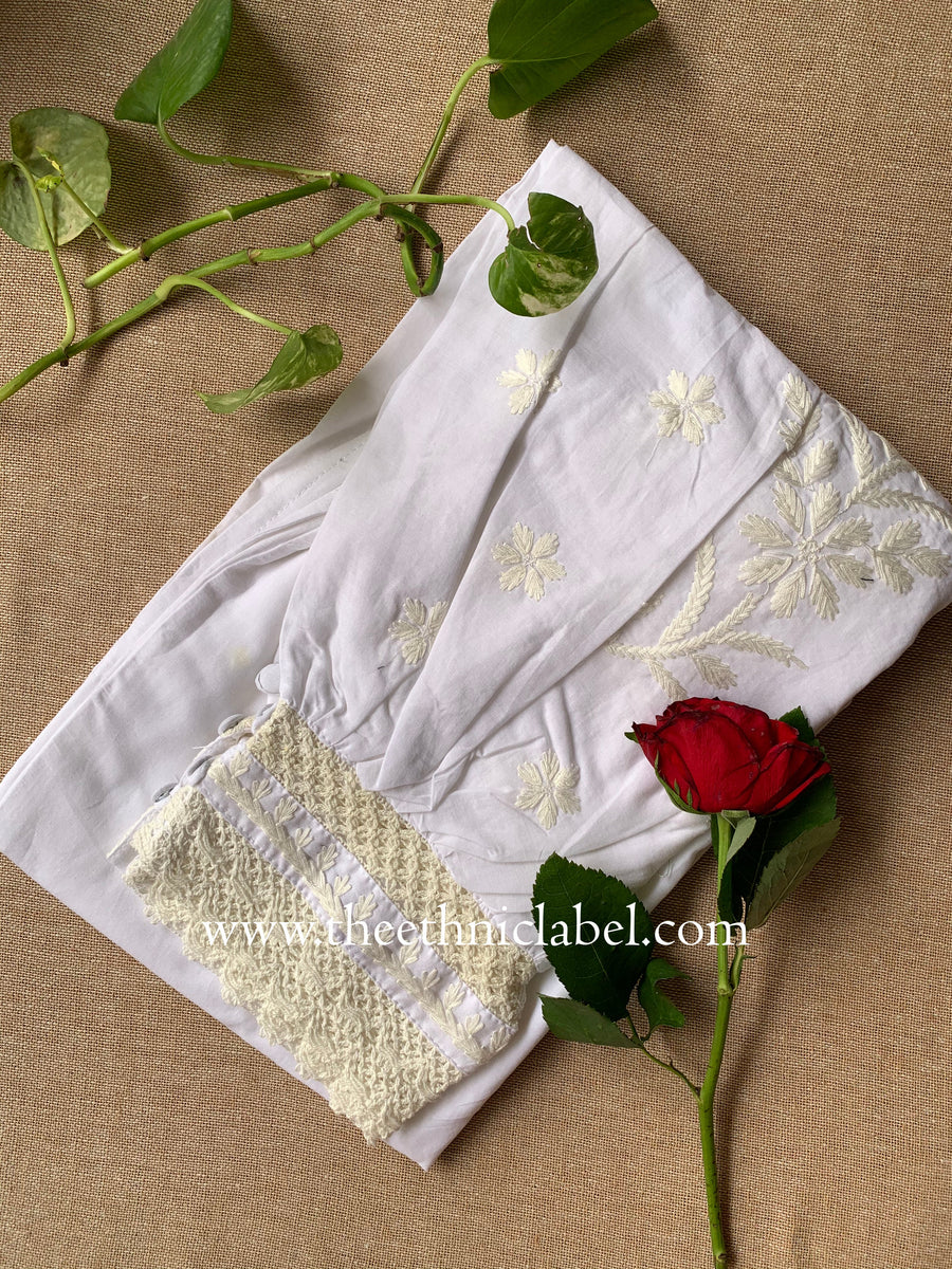 White Cotton Embroidered Afghan Pants – The Ethnic Label