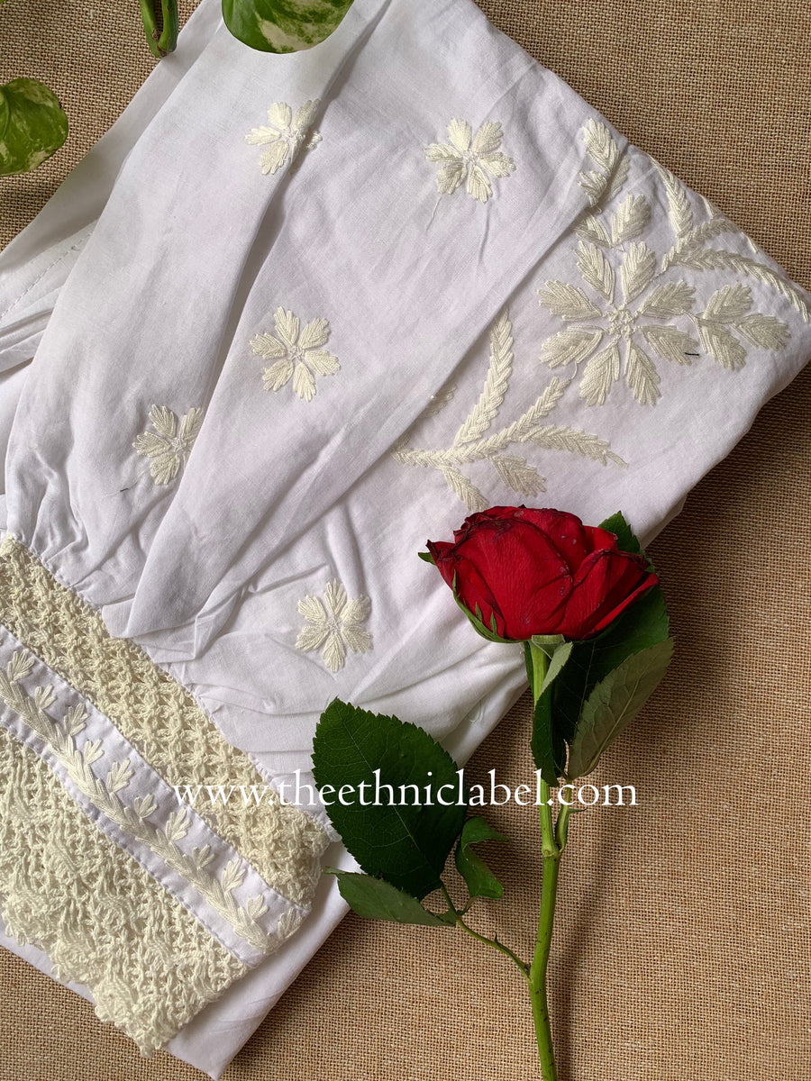 White Cotton Embroidered Afghan Pants – The Ethnic Label