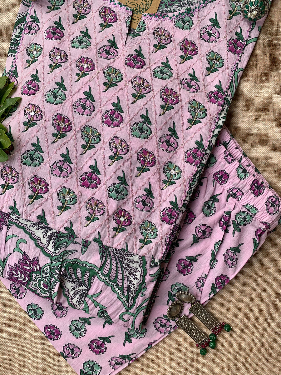 "Indu" Cotton Kurta with Pants (2pc) - S – The Ethnic Label